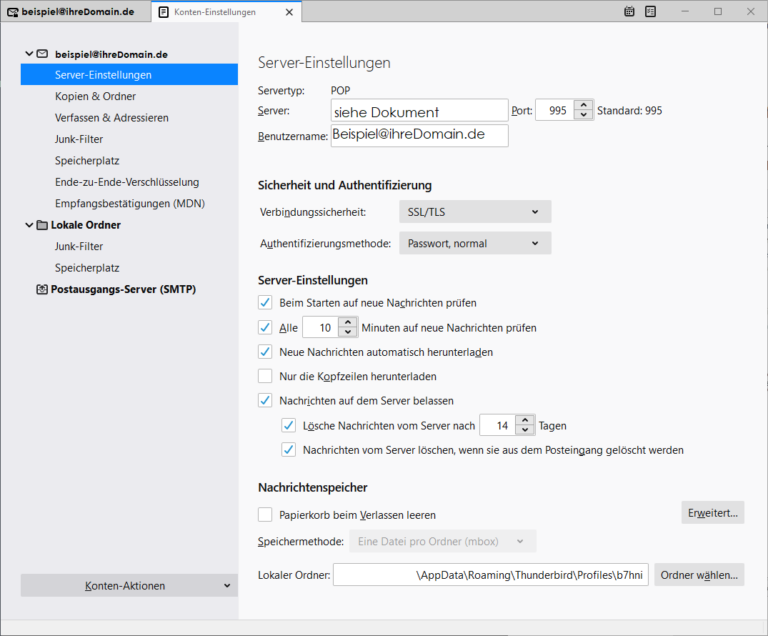E-Mail-Konto einrichten in Thunderbird - DIGITAL CONNECT Internetmanufaktur Chemnitz